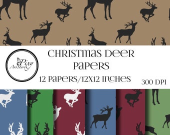 Reindeer Digital Paper | Etsy