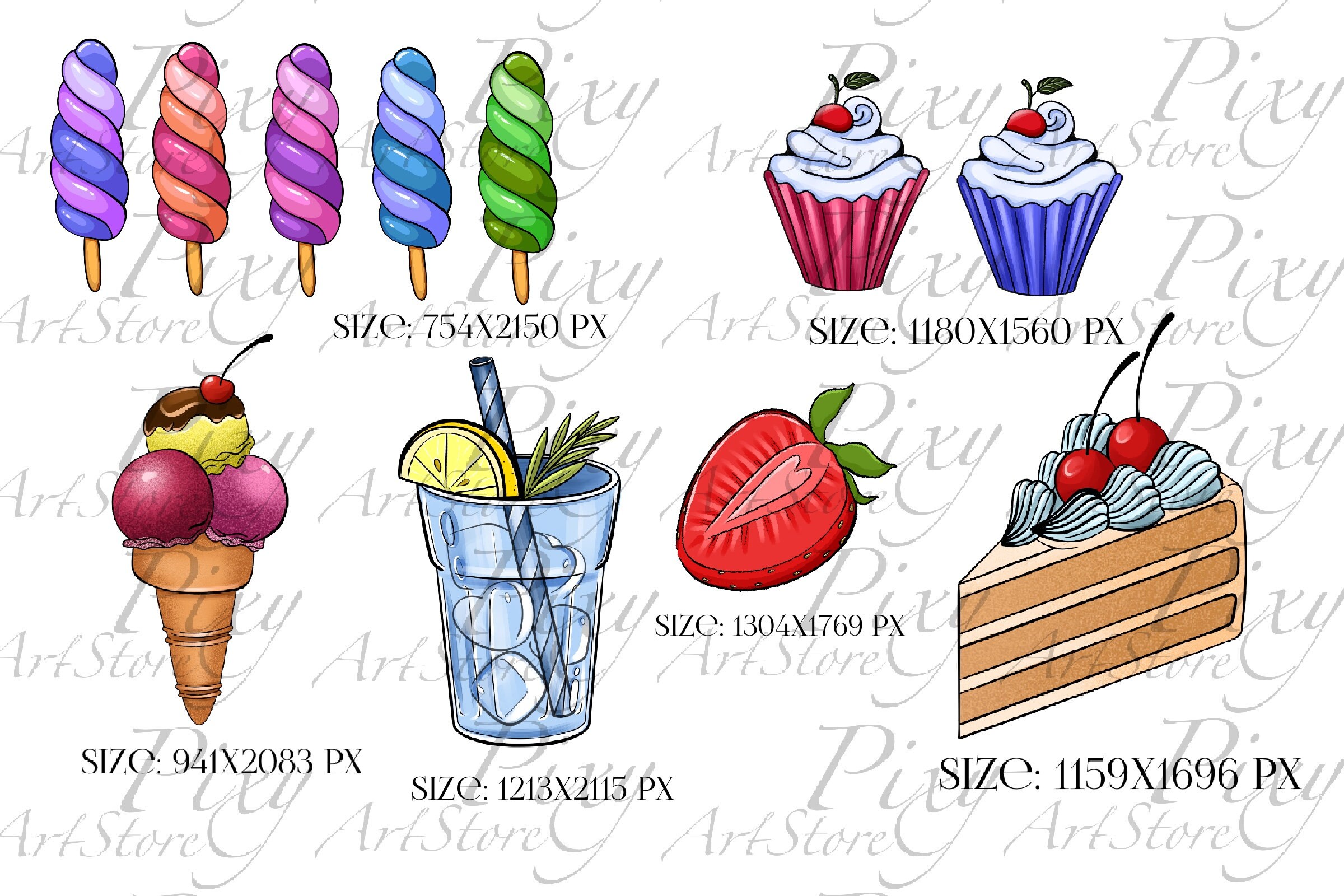 Sweet Food Clipart Collection- Set of Food, Dessert, Donuts, Cake ...