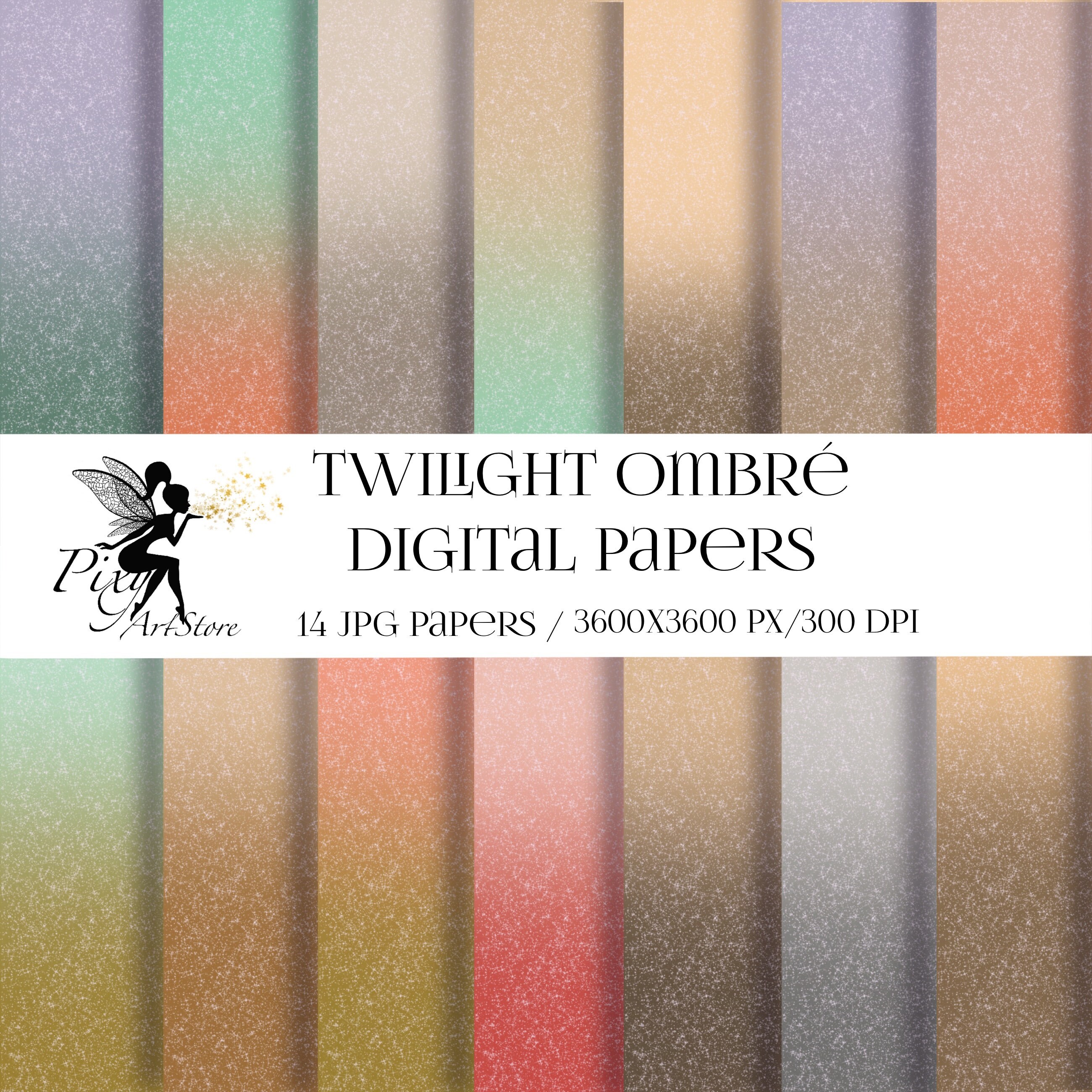 Twilight Fade Digital Paper, Instant Download, Ombre Starry Paper ...