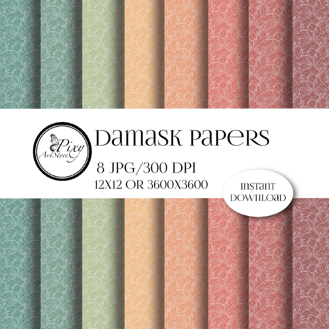 Damask Digital Papers, Instant Download, Seamless Patterns, Digital ...