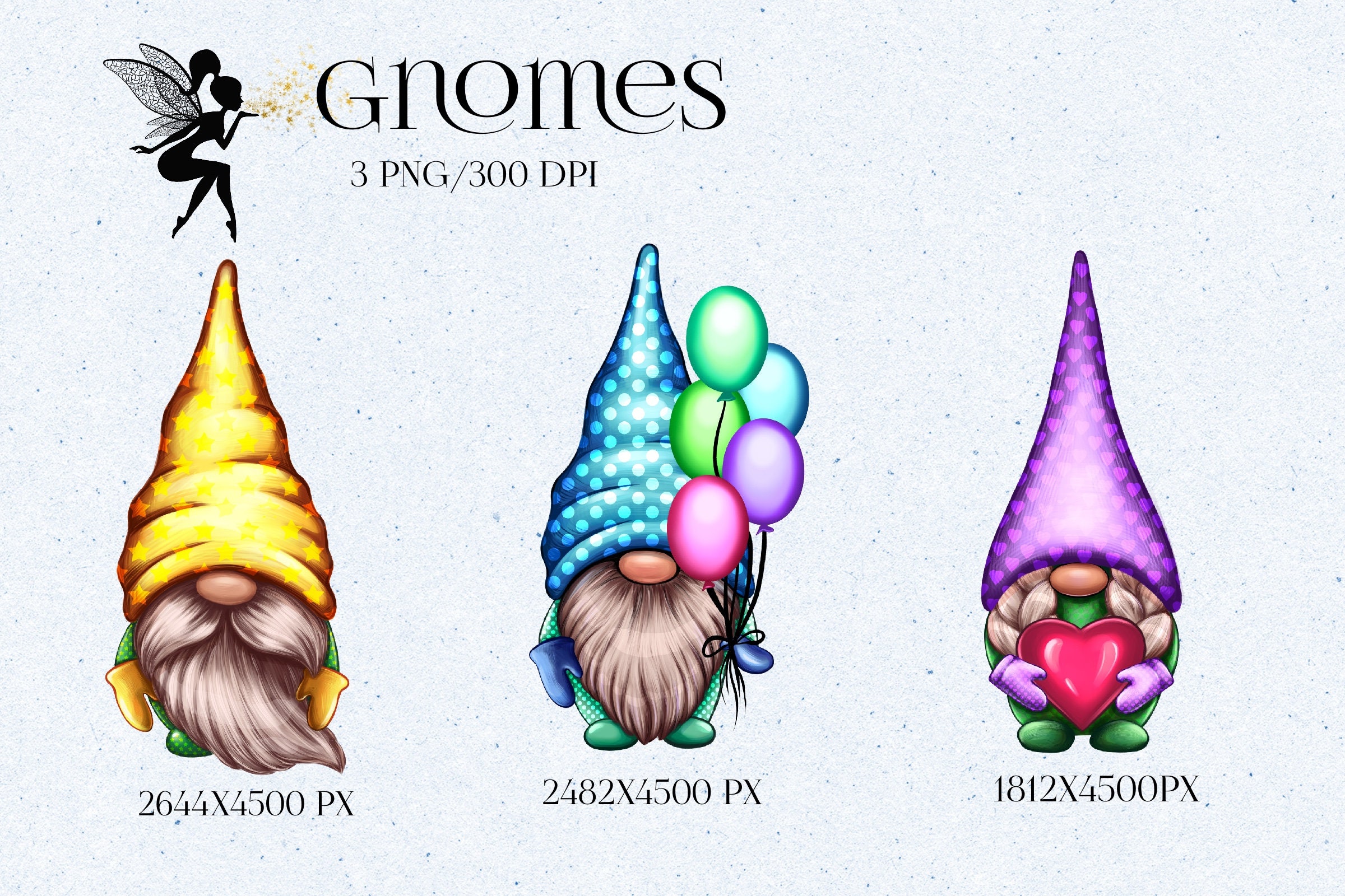 3 PNG Gnomes Clipart Instant Download Gnome With Balloons - Etsy