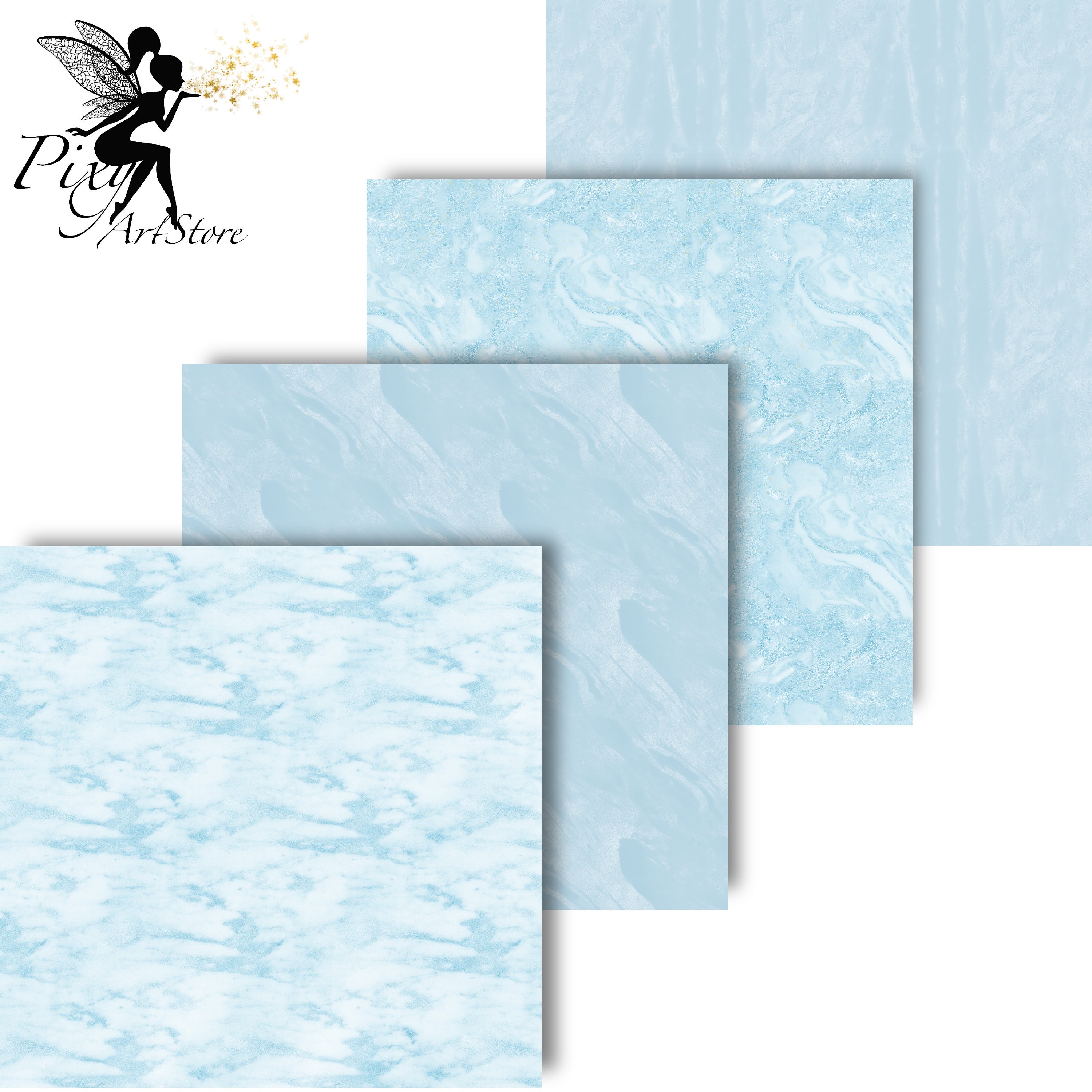 Light Blue Marble Stone Texture Digital Papers, Blue Marble Paper ...