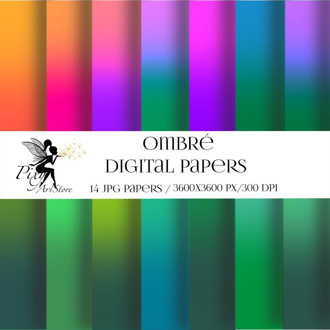 Ombre Digital Papers -14 JPG Pack, Instant Download, Ombre Background ...