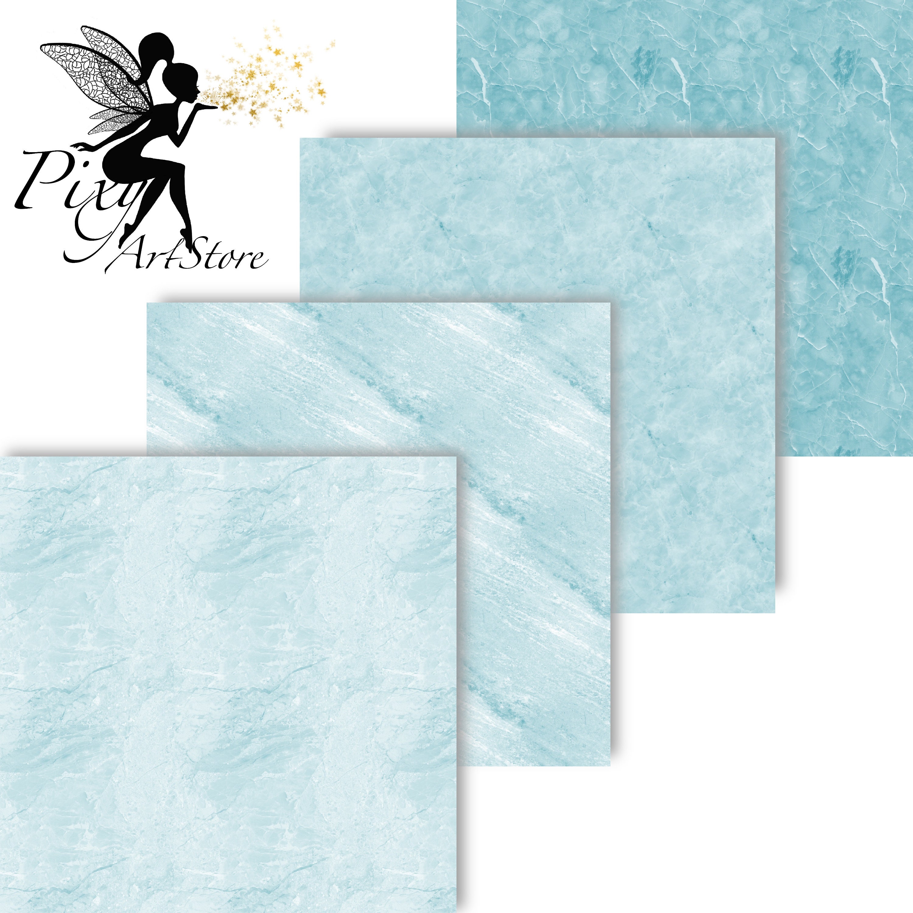 Marble Stone Texture Digital Papers, Blue Marble Paper, Stone Texture ...