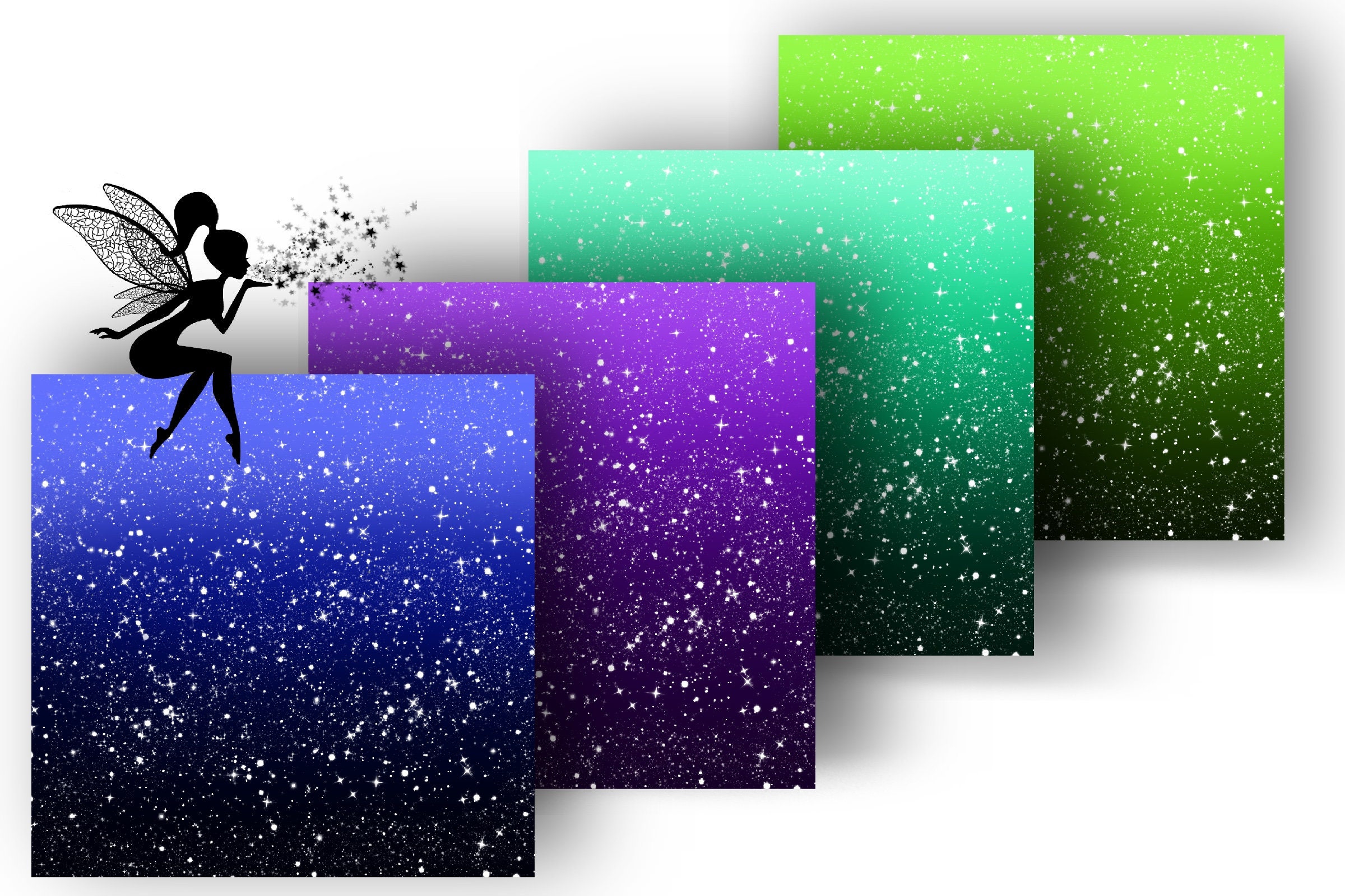 Twilight Fade Digital Paper, Instant Download, Ombre Starry Paper ...