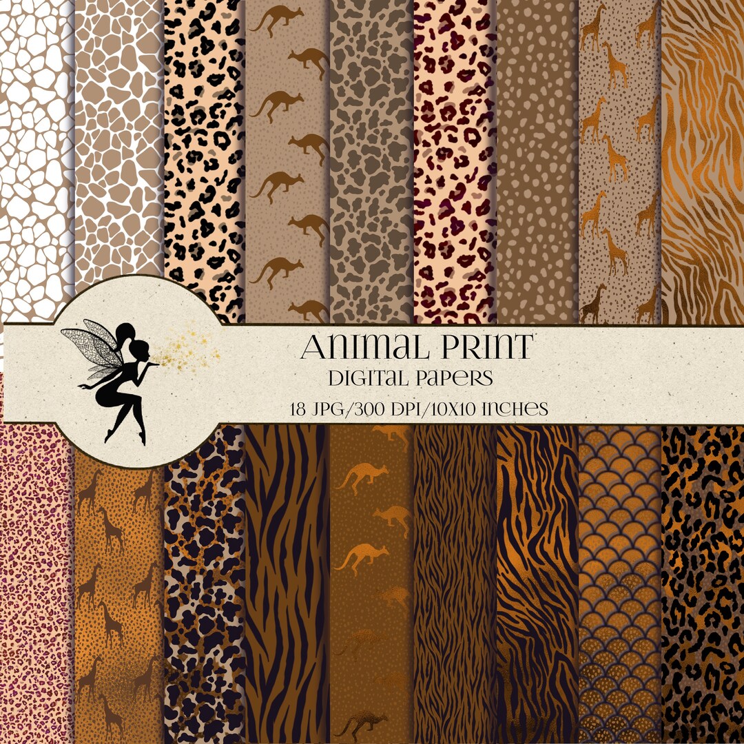 Animal Print Digital Paper Pack, Safari Animal Print, Scrapbook Paper ...