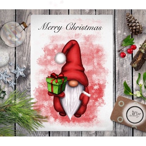 Christmas Red Gnomes in PNG, Hand Drawn Clipart, Digital Instant ...
