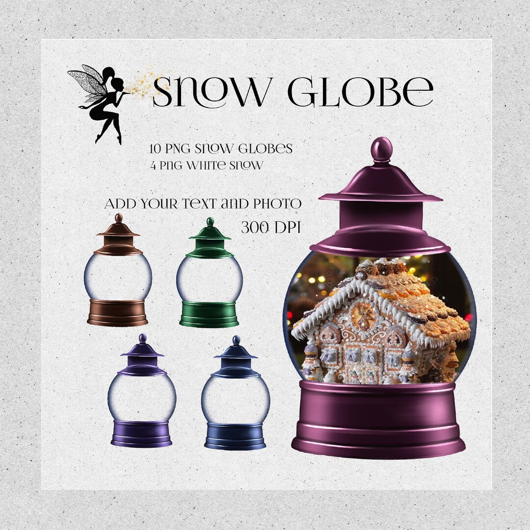 Christmas Snow Globes With Snow in PNG, Hand Drawn Clipart, Digital ...