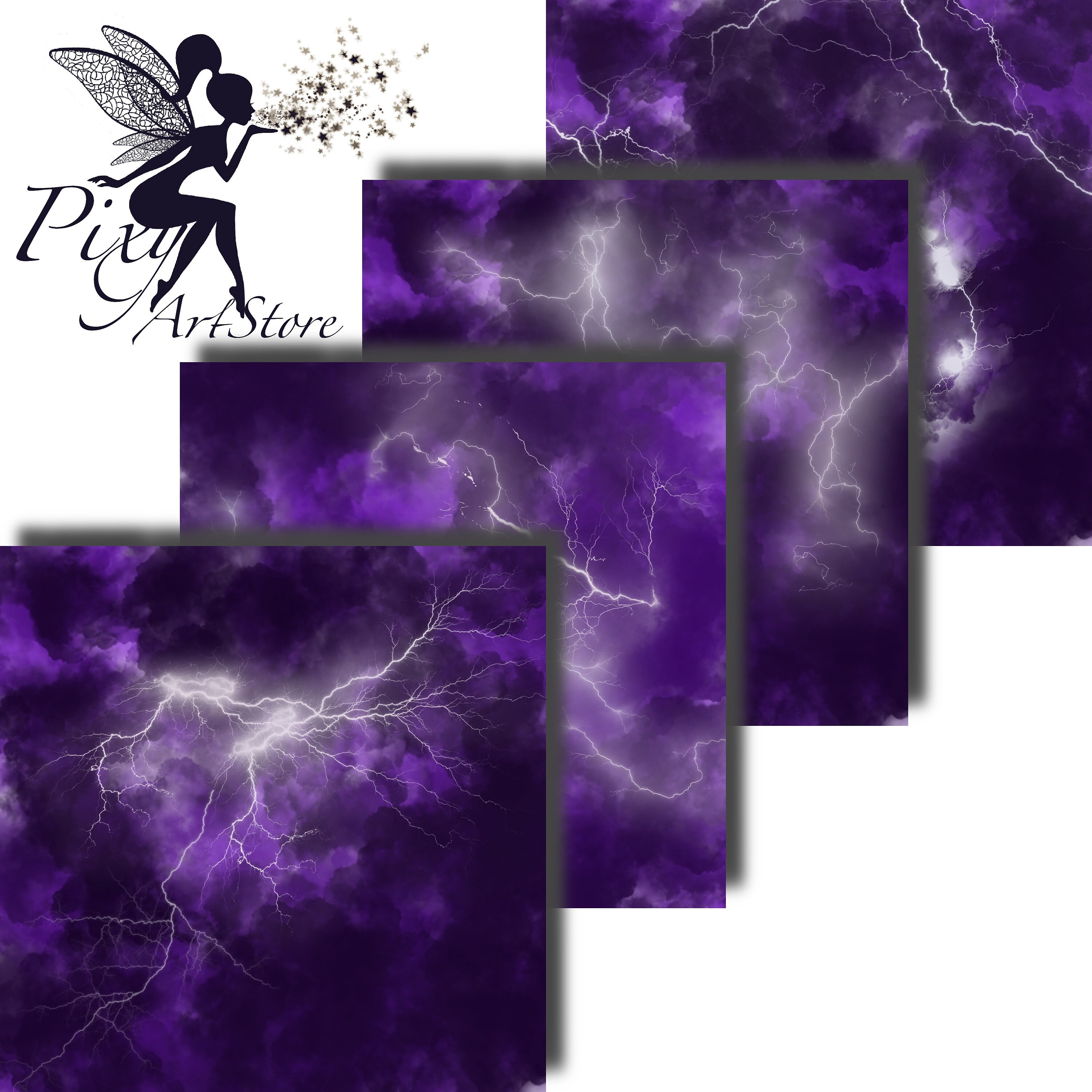 Thunder Lightning Storm Papers, Digital Set Papers, Lightning Papers ...