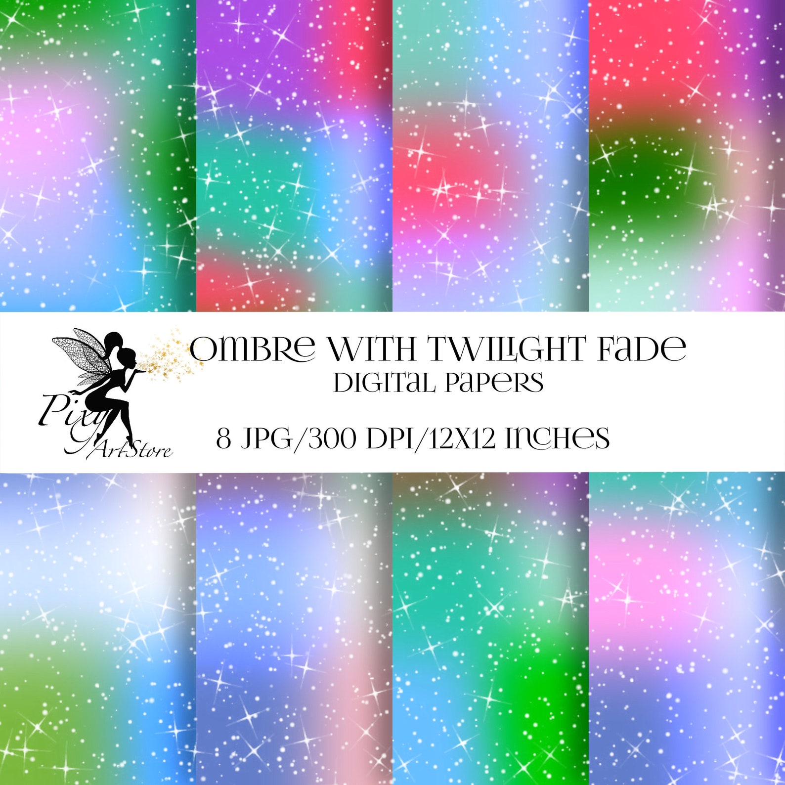 Twilight Fade Ombre Digital Paper, Instant Download, Ombre Paper ...