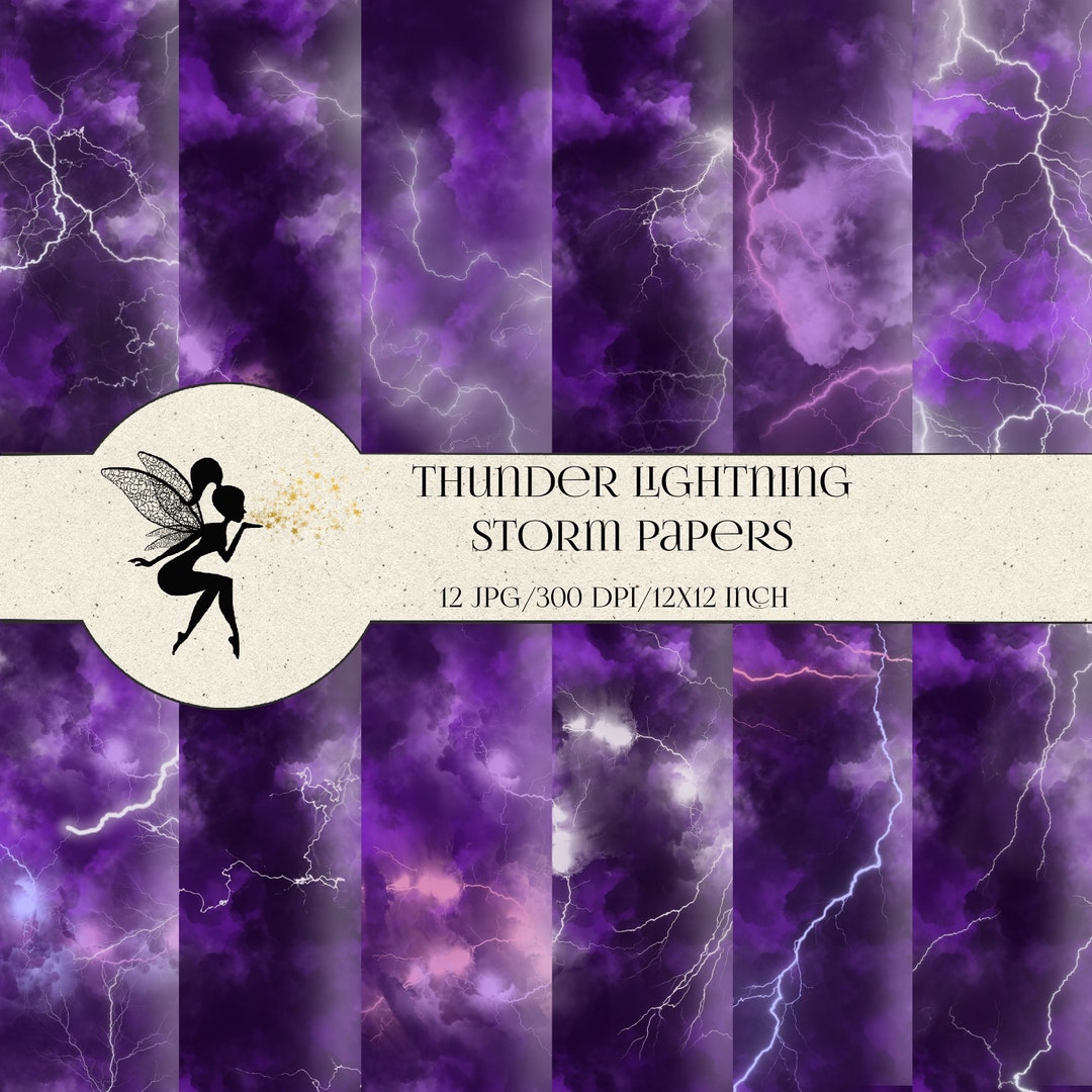 Thunder Lightning Storm Papers, Digital Set Papers, Lightning Papers ...