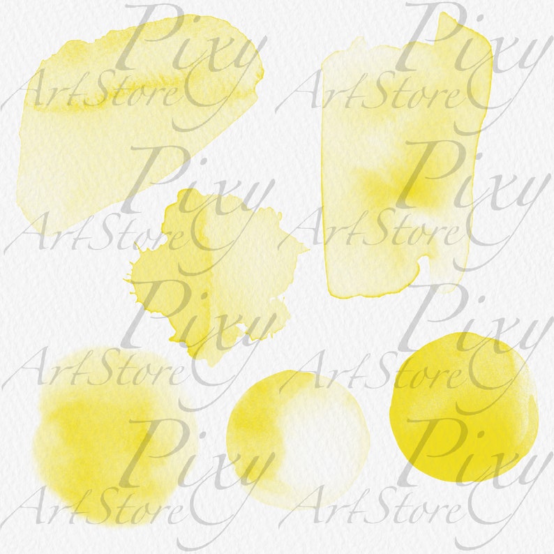 Yellow Watercolor Splashes, Splotches Clipart, PNG Watercolor Splashes ...