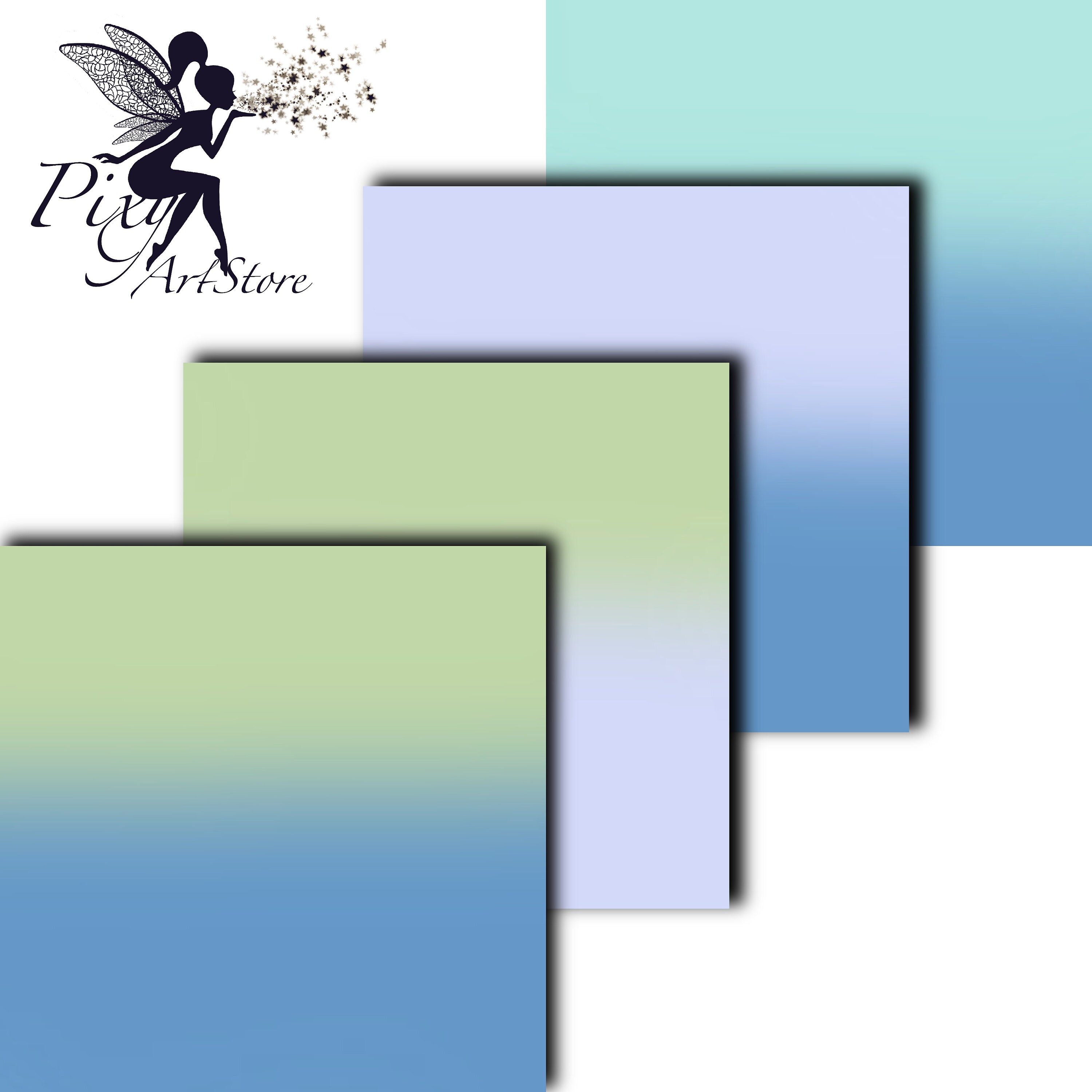 Ombre Digital Papers 12 JPG Pack, Instant Download, Blue Ombre ...