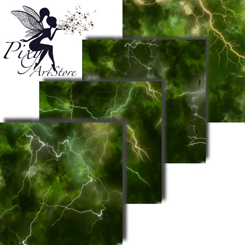Thunder Lightning Storm Papers, Digital Set Papers, JPG Lightning ...