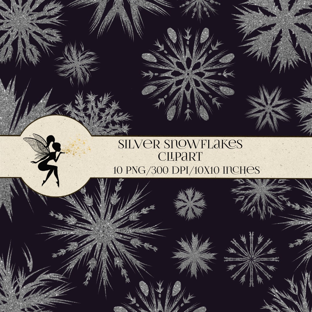 Snowflakes Clipart, Silver Glitter Snowflakes Overlay, Christmas and ...
