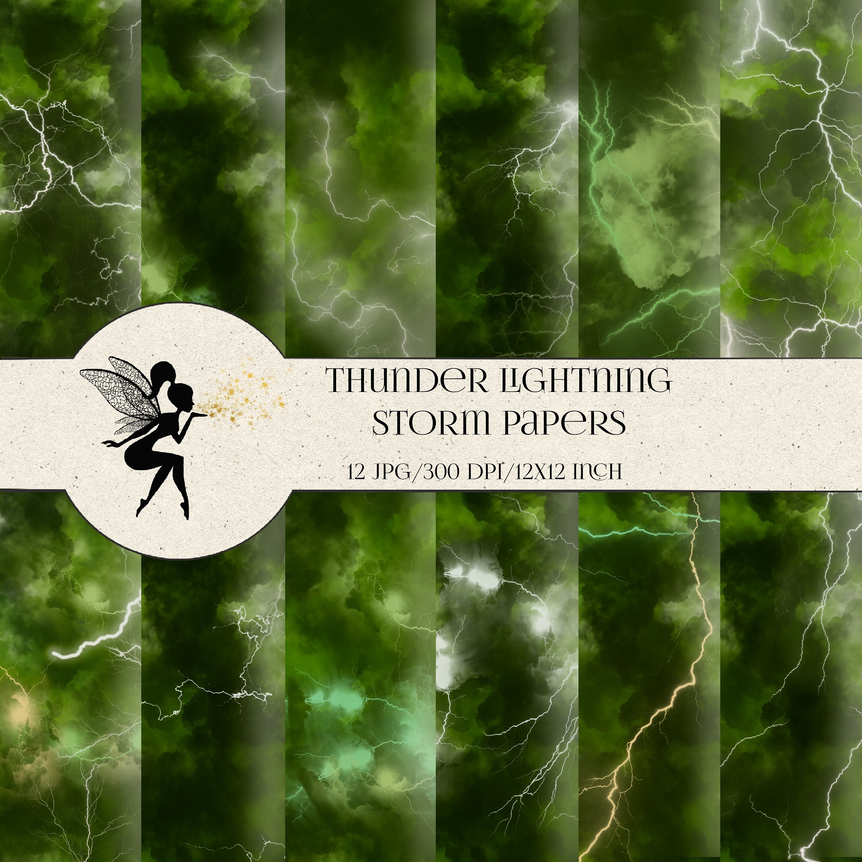 Thunder Lightning Storm Papers, Digital Set Papers, JPG Lightning ...