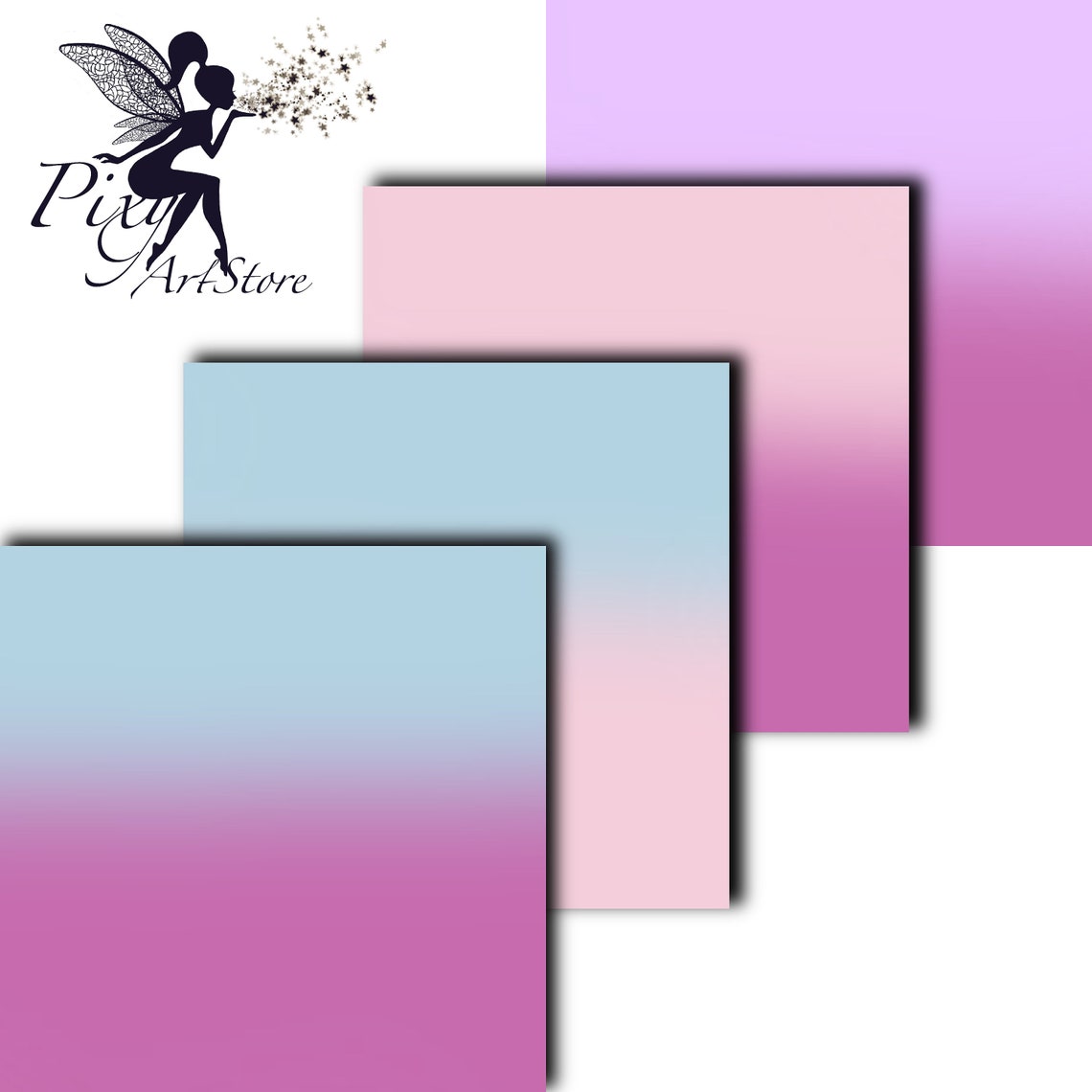 Ombre Digital Papers -12 JPG Pack, Instant Download, Blue Ombre ...