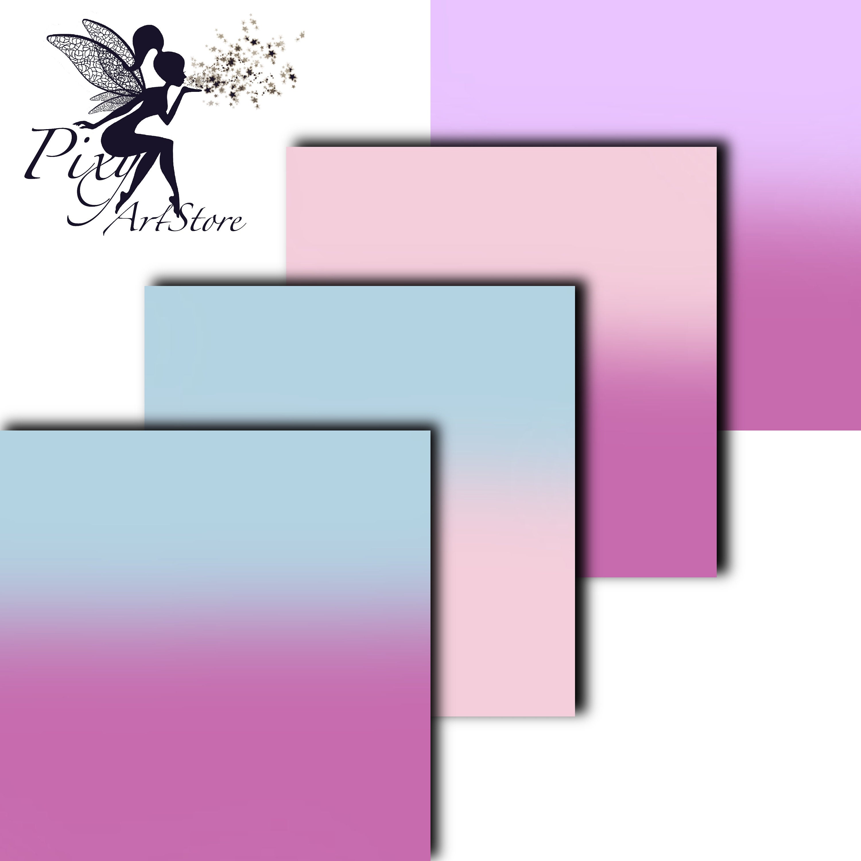 Ombre Digital Papers -12 JPG Pack, Instant Download, Blue Ombre ...