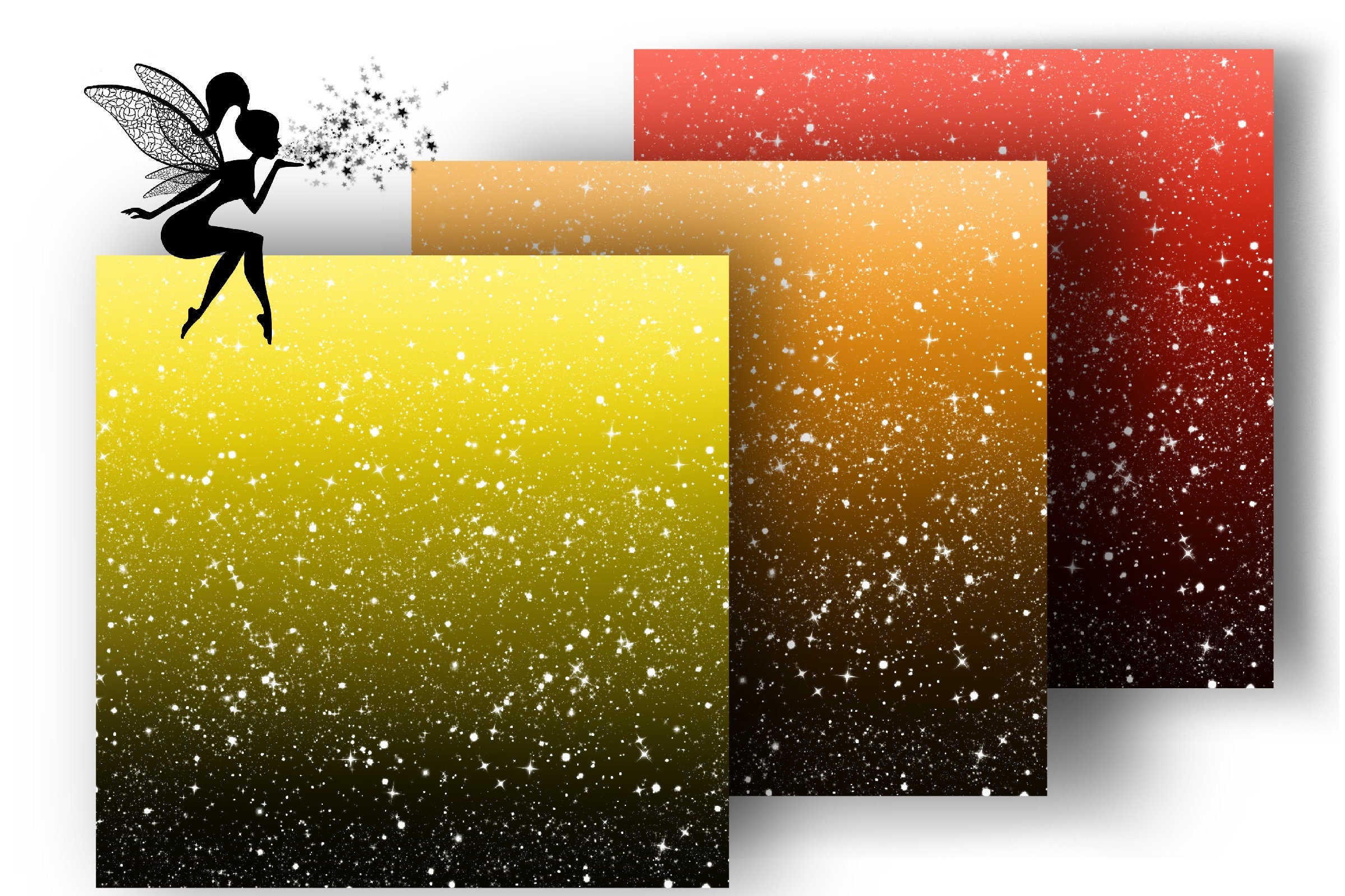 Twilight Fade Digital Paper, Instant Download, Ombre Starry Paper ...