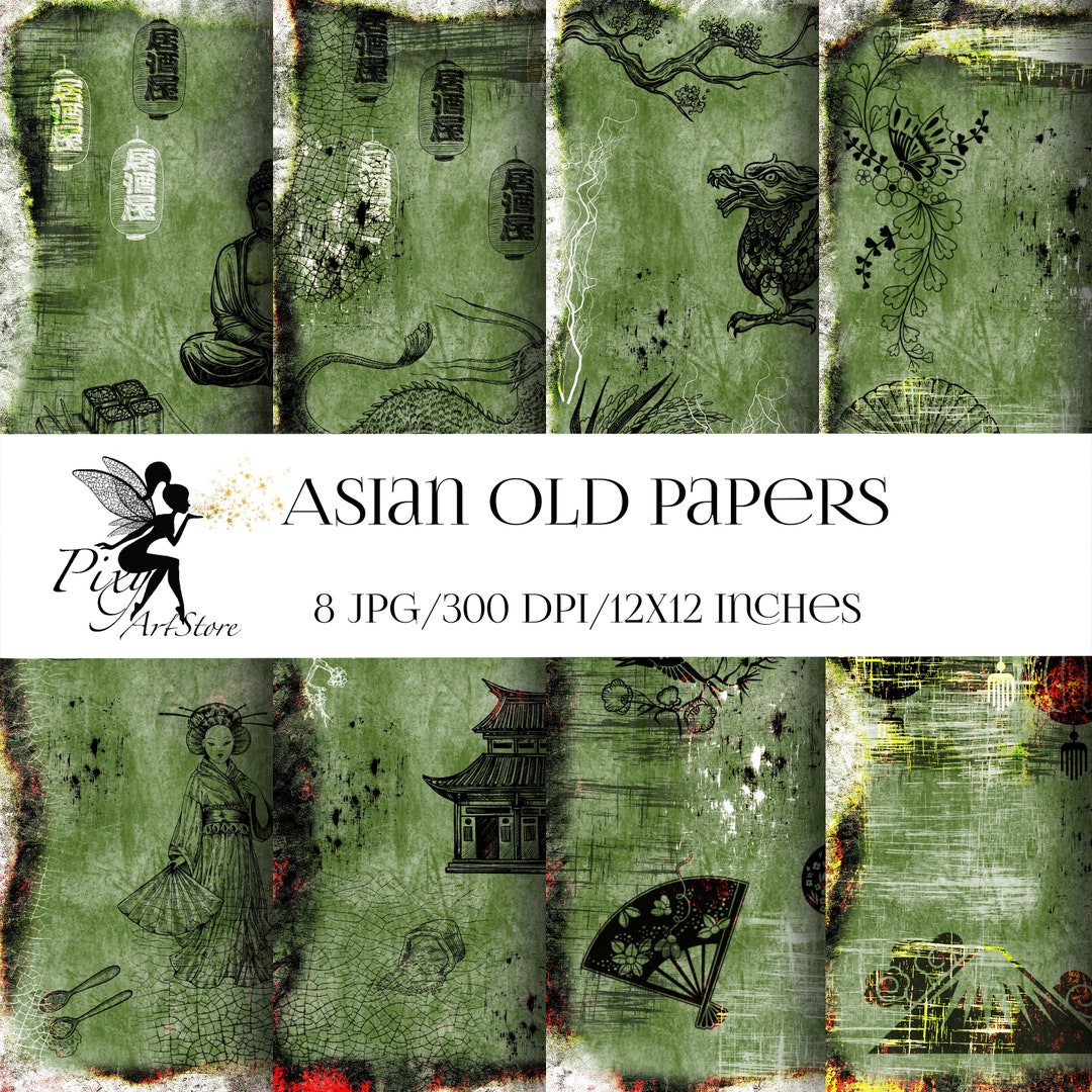 Asian Old Didital Papers, Scrapbook Paper, Asian Background Printable ...