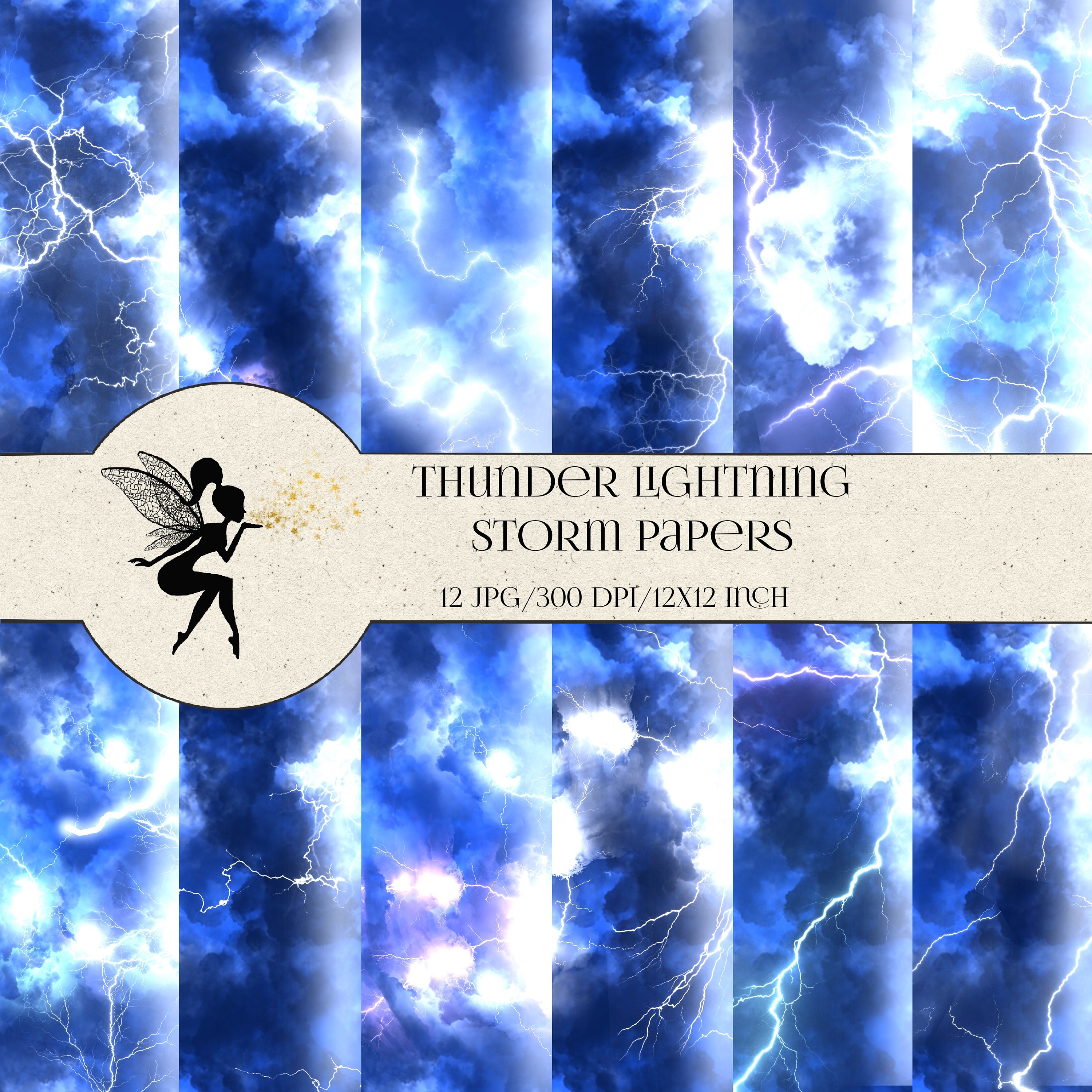 Thunder Lightning Storm Papers, Digital Set Papers, Lightning Papers ...