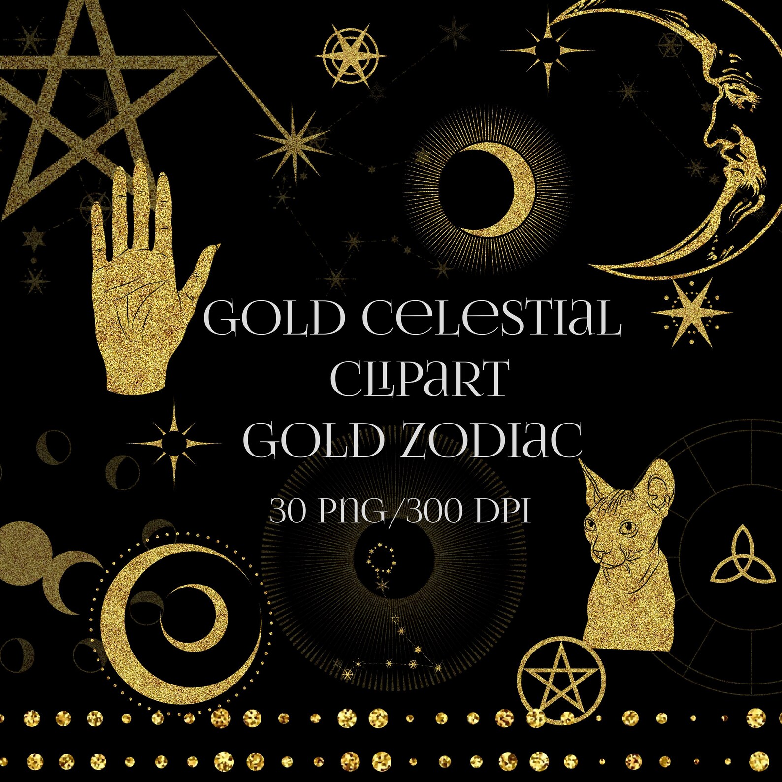 30 PNG Gold Celestial Zodiak Clipart, Celestial Collection for Clipart ...