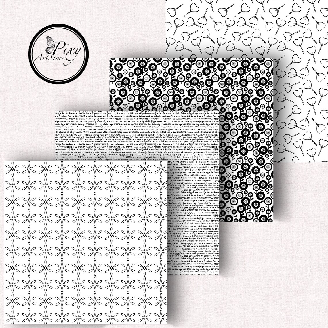 Black and White Digital Paper Pack Scrapbook Paper Digital - Etsy