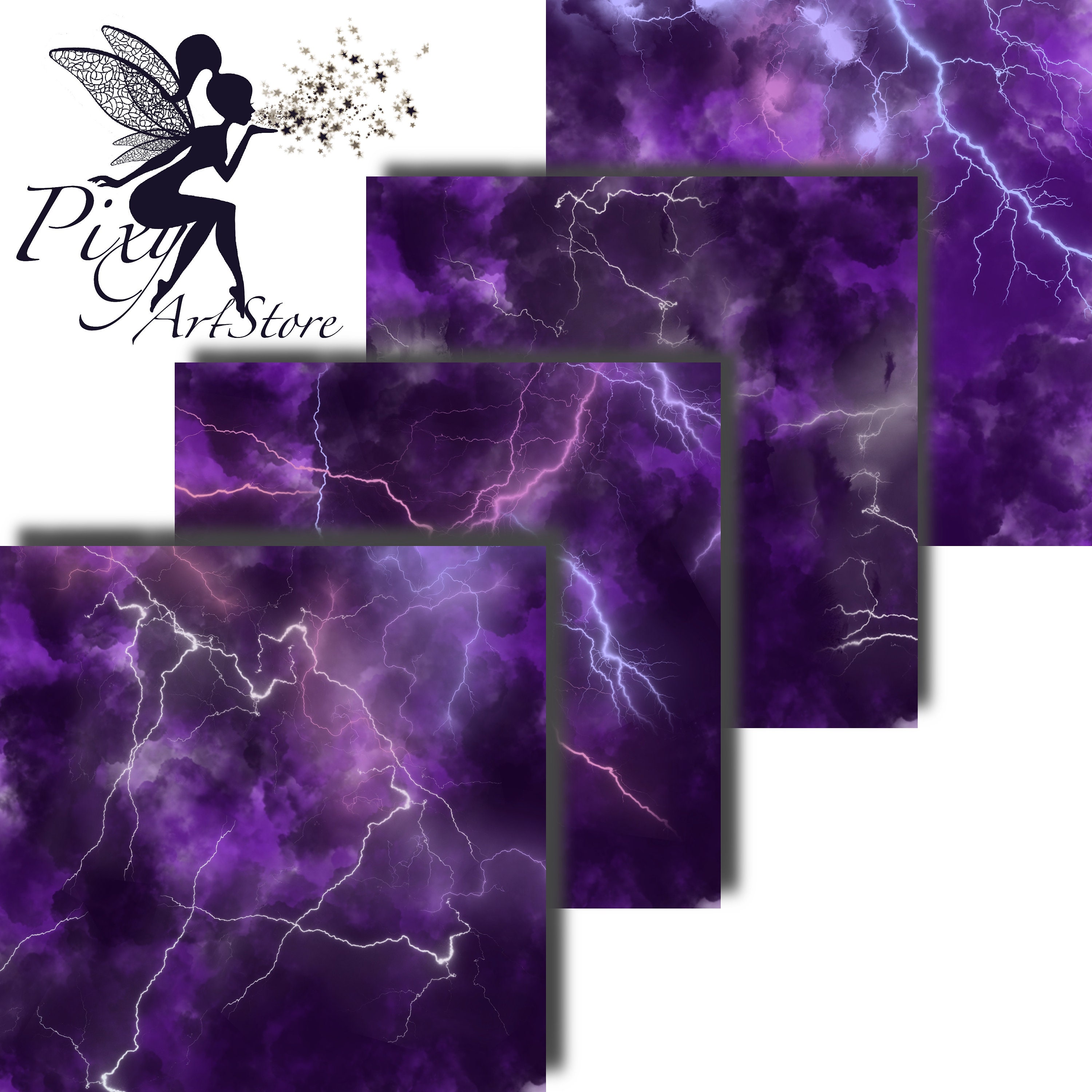 Thunder Lightning Storm Papers, Digital Set Papers, Lightning Papers ...