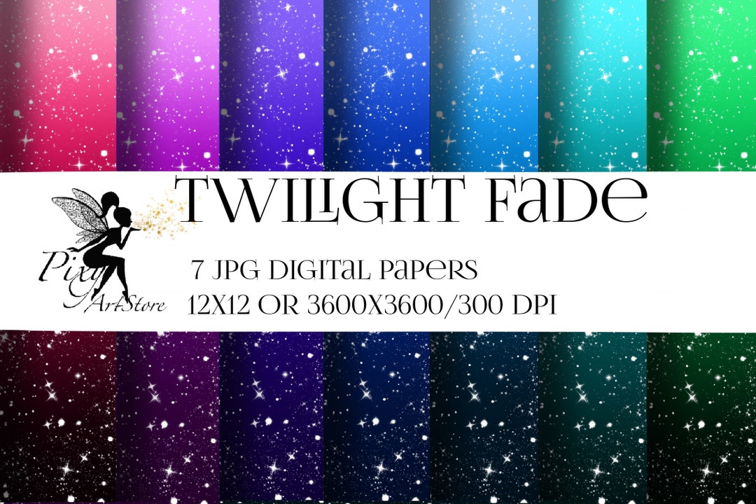 Twilight Fade Digital Paper, Instant Download, Ombre Starry Paper ...
