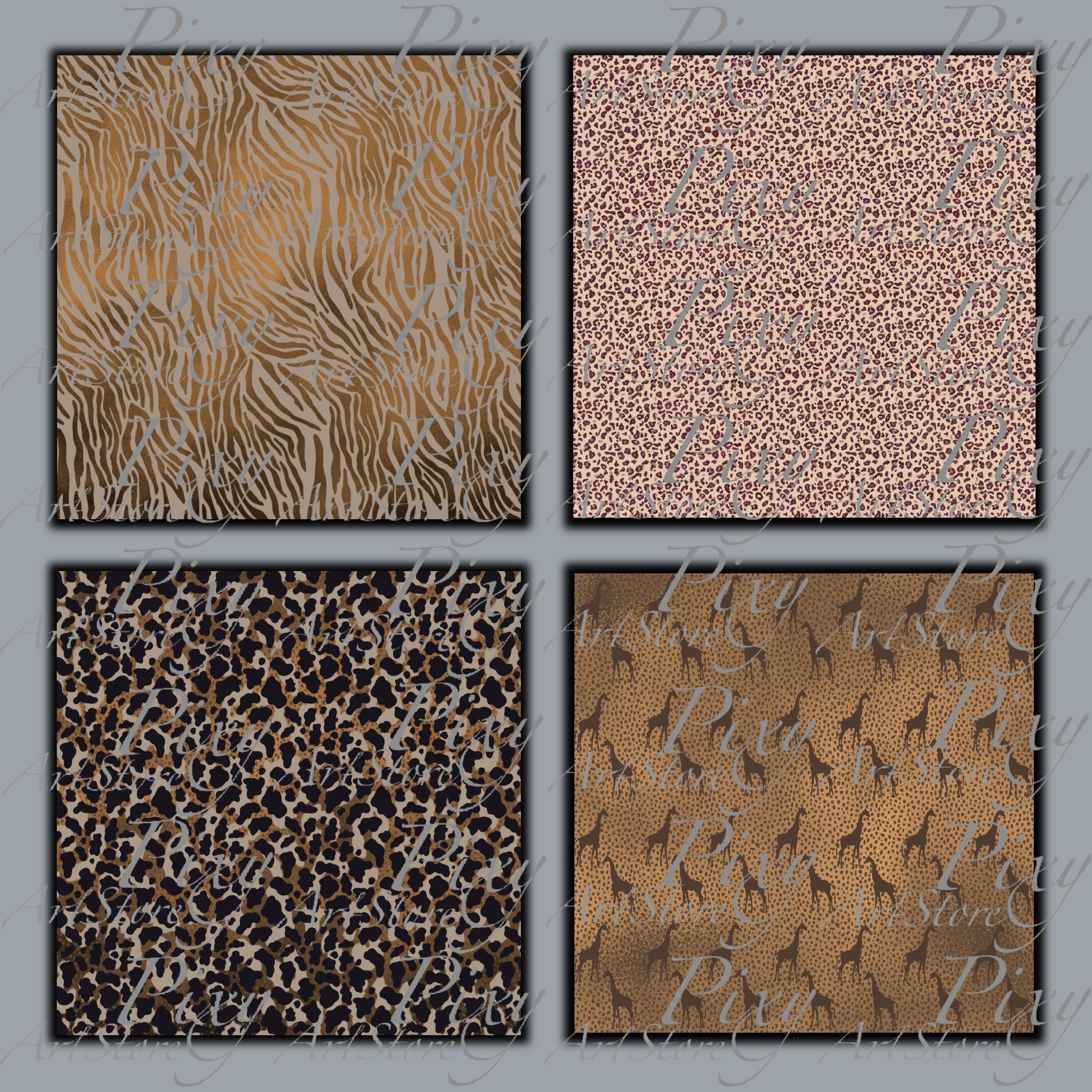 Animal Print Digital Paper Pack, Safari Green Animal Print, Scrapbook ...