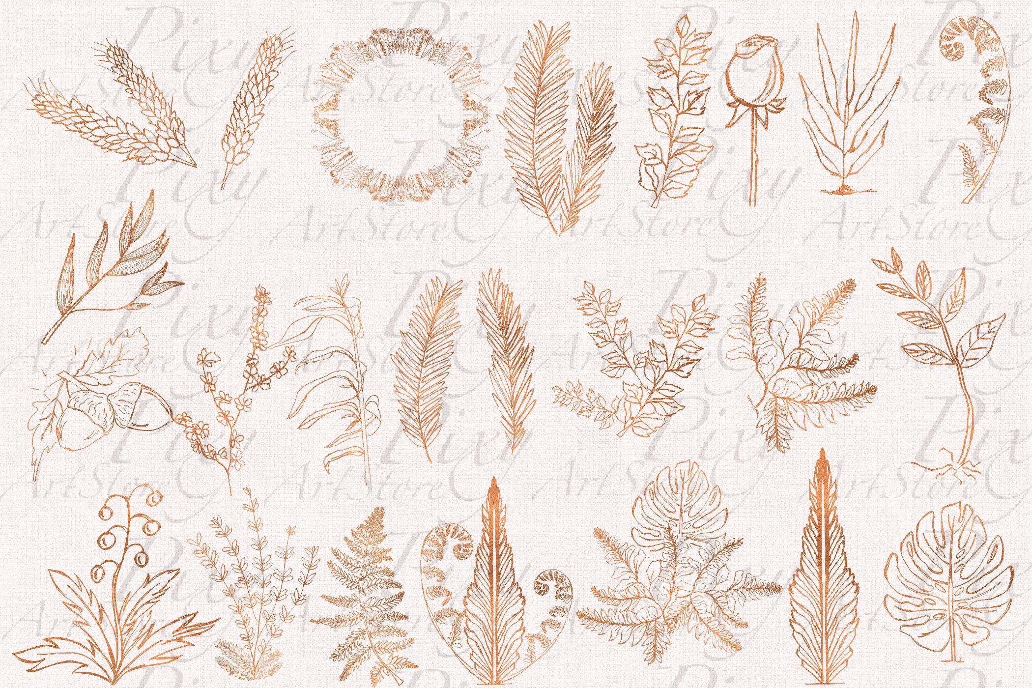 Gold Floral Clipart, Gold Botanical Overlay, Gold Foil Finish, Gold ...