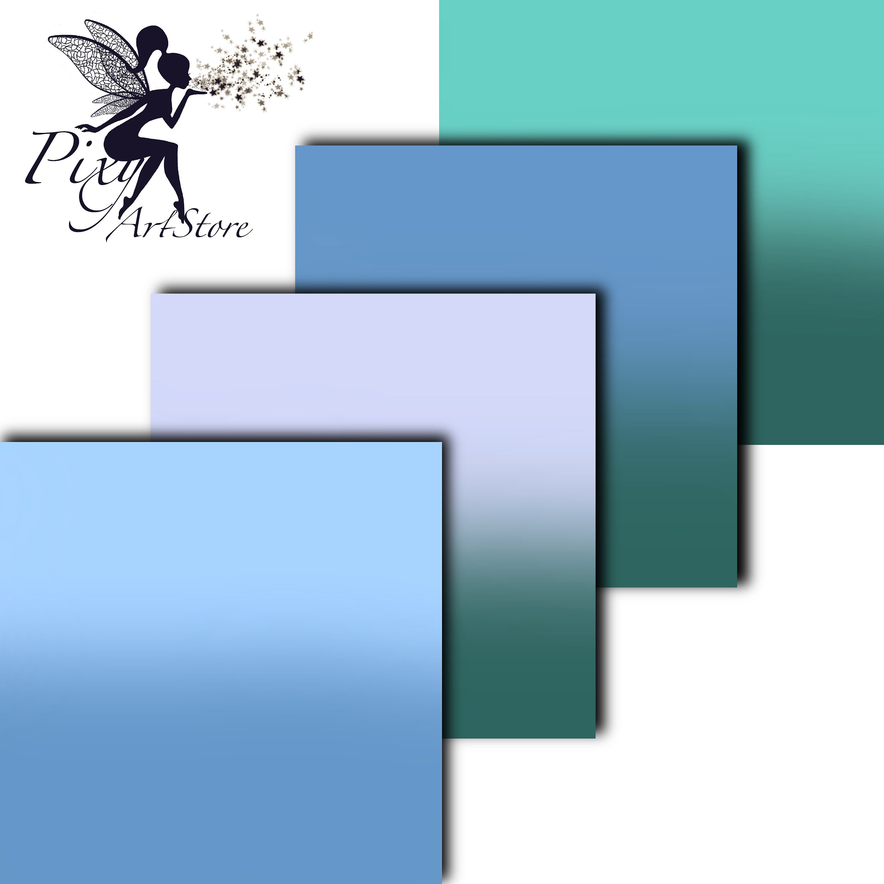 Ombre Digital Papers 12 JPG Pack, Instant Download, Blue Ombre Background, Scrapbook Ombre ...