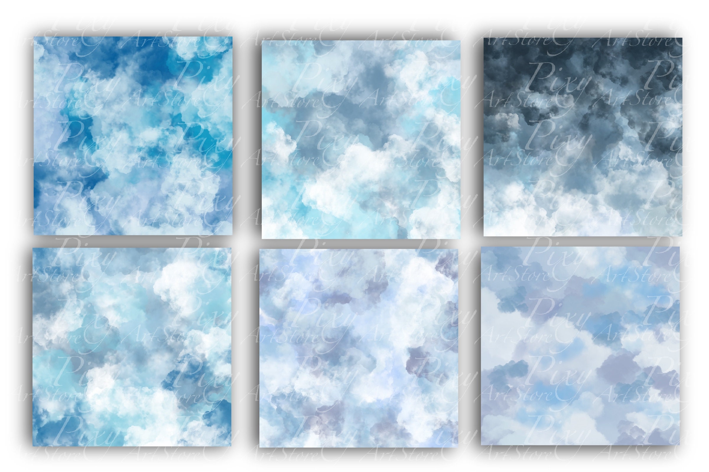 Cloudy Skies, Pastel Blue Clouds, Cloudy Skies Digital Papers, Clouds ...