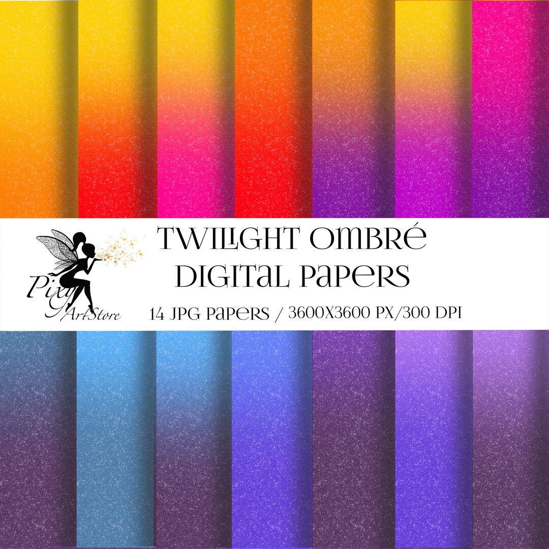 Twilight Fade Digital Paper, Instant Download, Ombre Starry Paper ...
