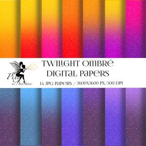 Twilight Fade Digital Paper, Instant Download, Ombre Starry Paper ...