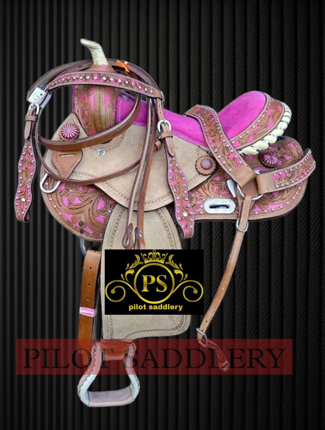 Western Leather Barrel Racing Horse Saddle Tack With Matching Headstall ...
