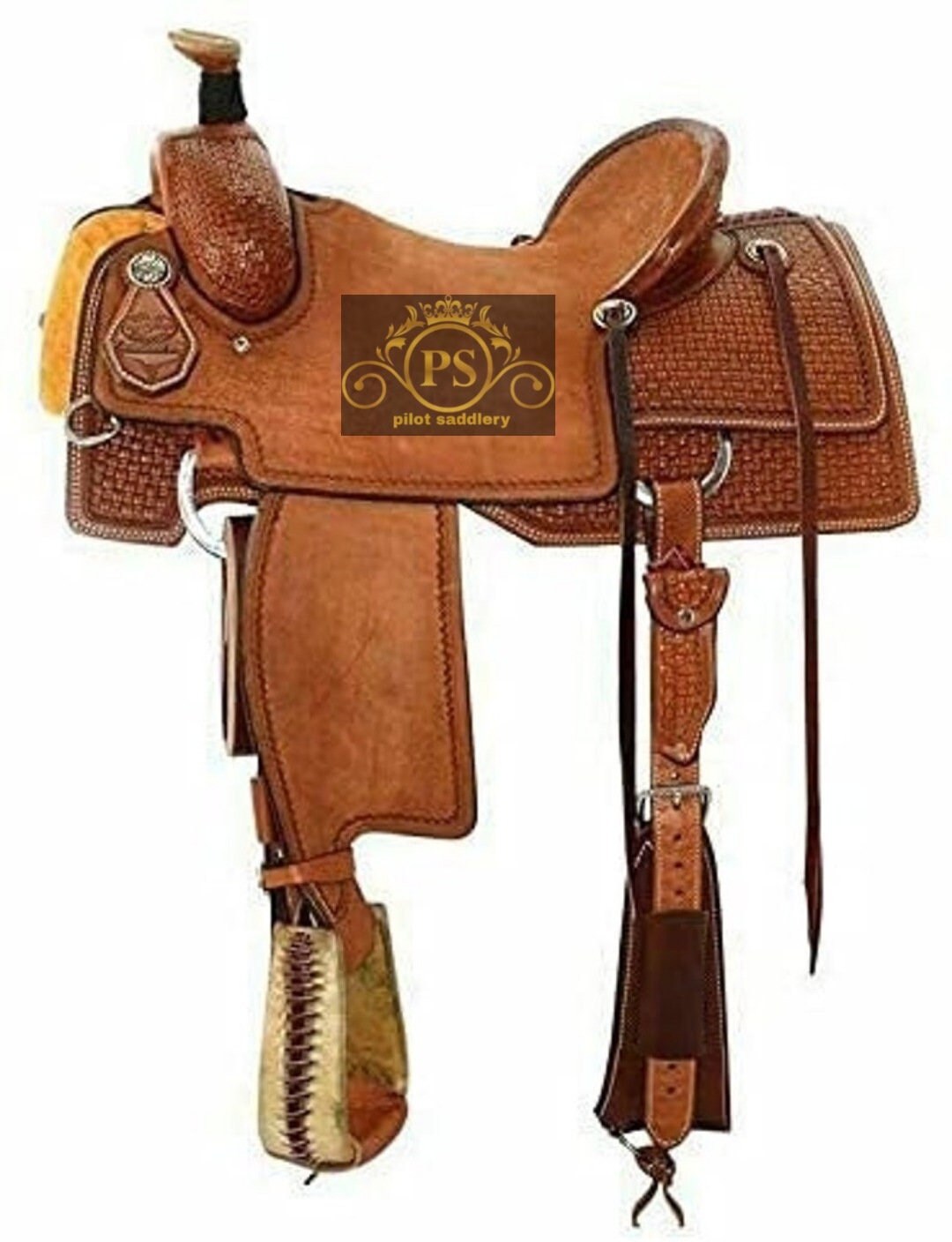 Western Roper Ranch Horse Saddle Tack With Matching Headstall, Breast ...