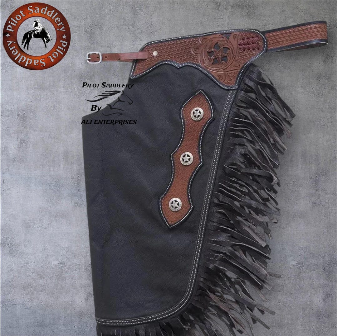 Custom Handmade Western Chinks Suede Leather Floral Tooled Chaps for ...