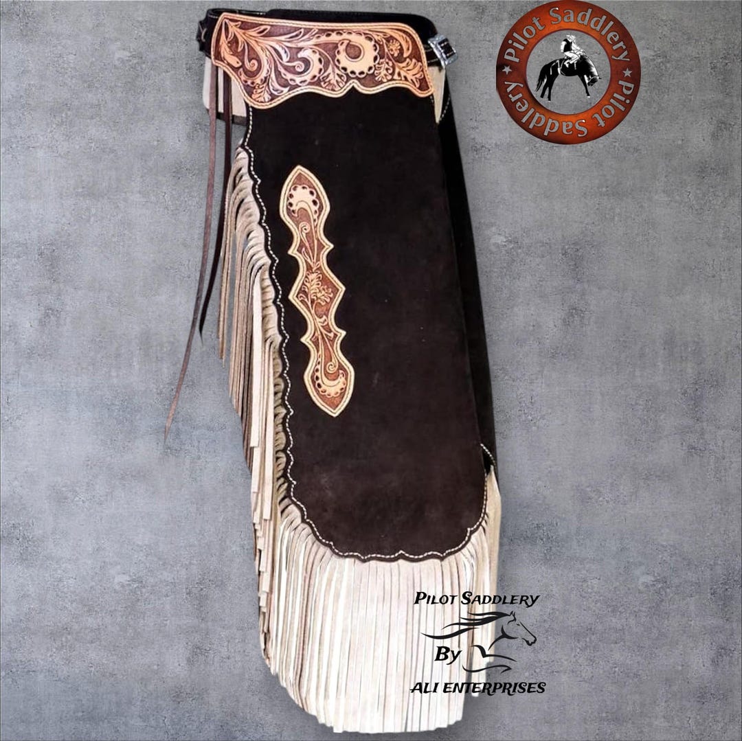 Custom Handmade Western Chinks Suede Leather Floral Tooled Chaps for ...