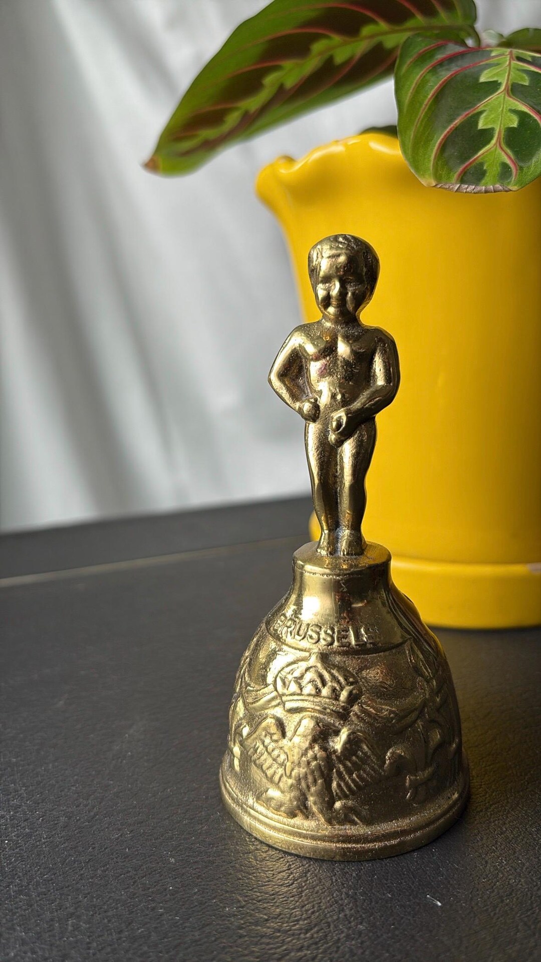 Brass Bell Featuring the Manneken Pis Statue, a Famous Landmark in ...