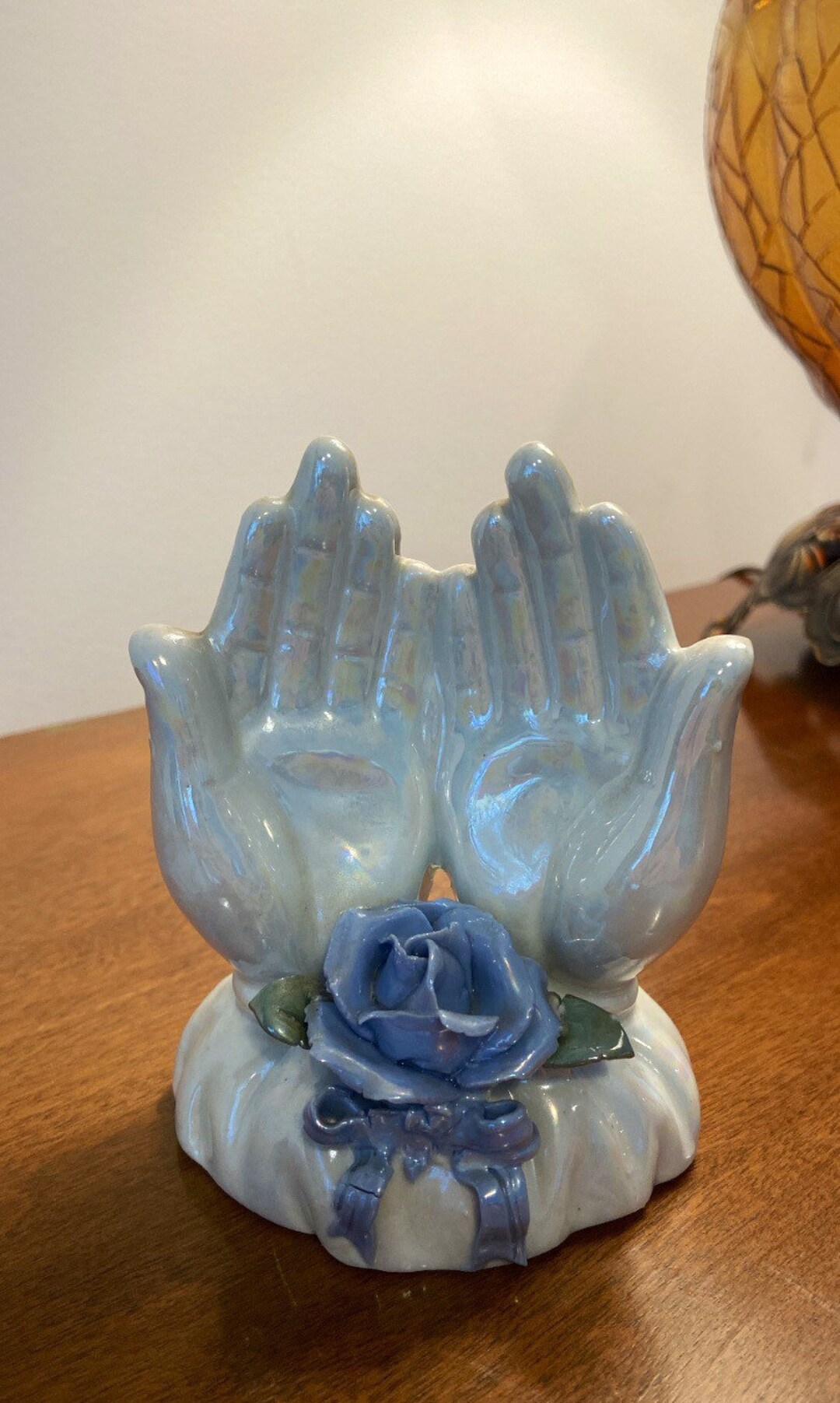 Ceramic Hands With a Blue Rose and Bow - Etsy