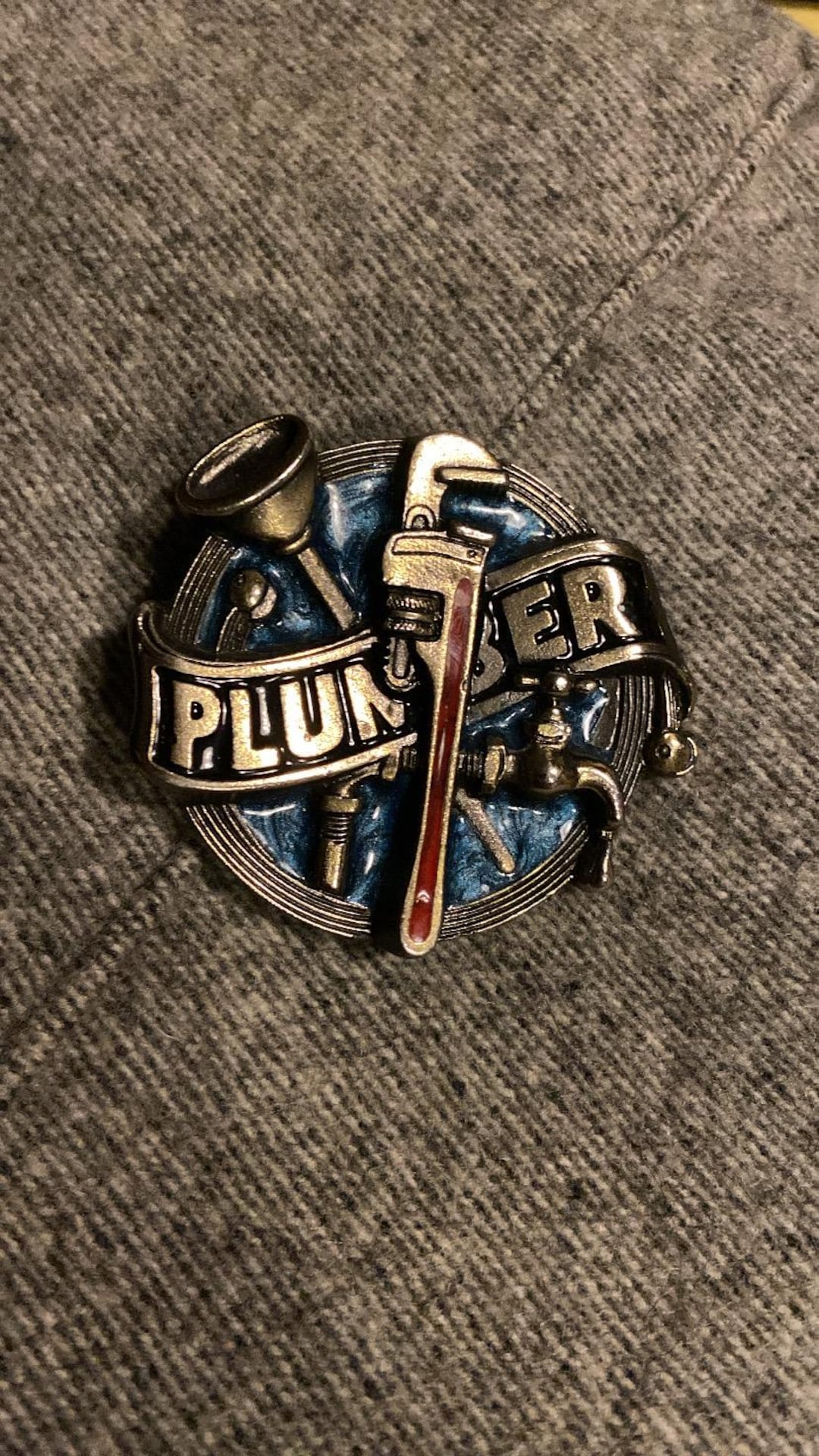 Plumber Belt Buckle Wrench Pipe Snake Plunger Valve Vtg 80s TGABC ...