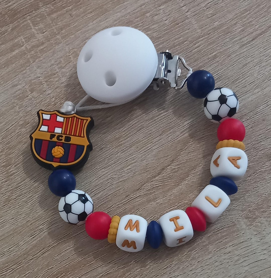 Personalized Pacifier Clip, FC Barcelona. Mila FCB Model. Personalized ...