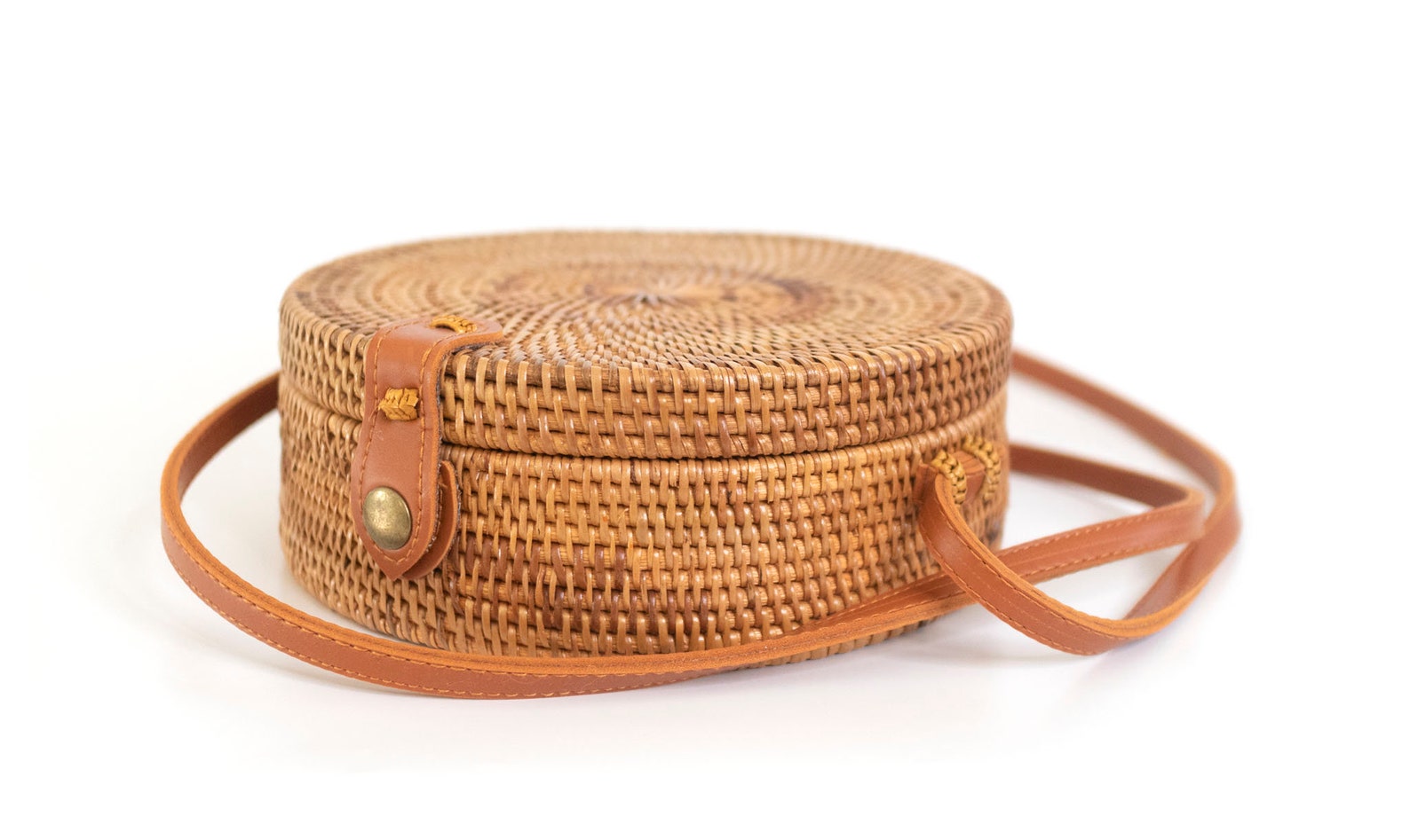 The Classic Round Rattan Crossbody Bag With Colourful Batik Print ...