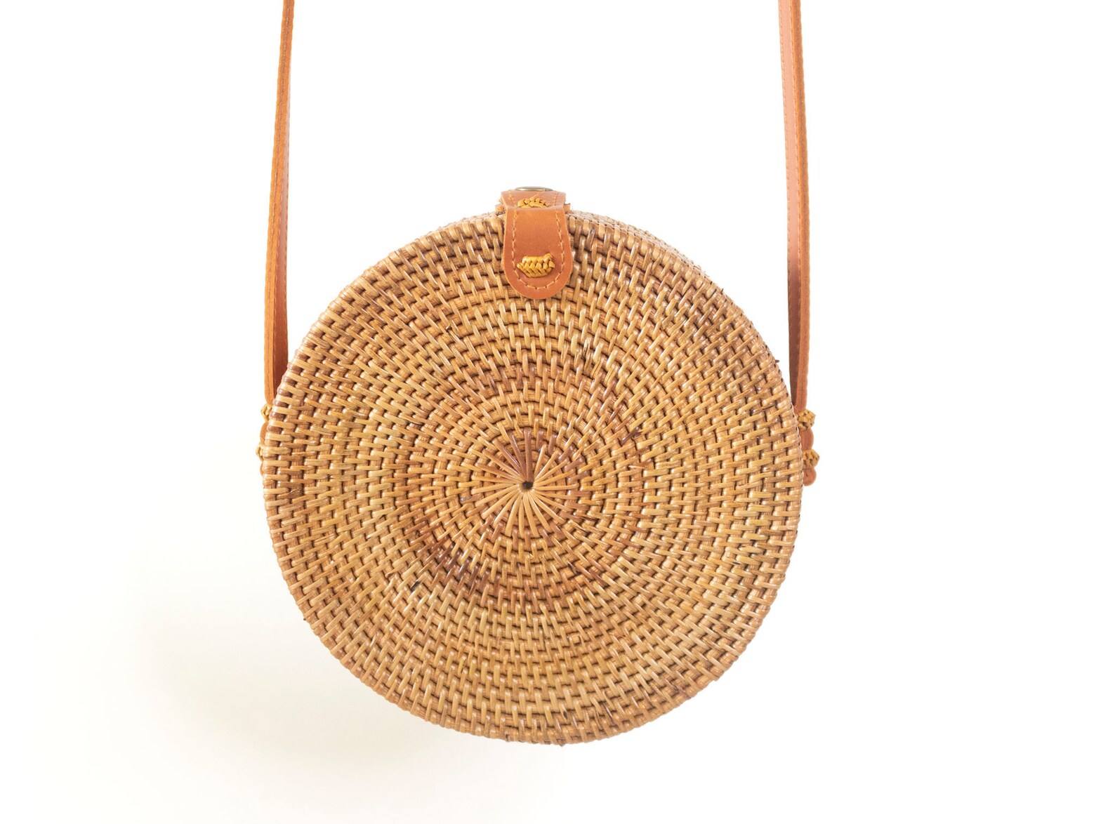 The Classic Round Rattan Crossbody Bag With Colourful Batik Print ...