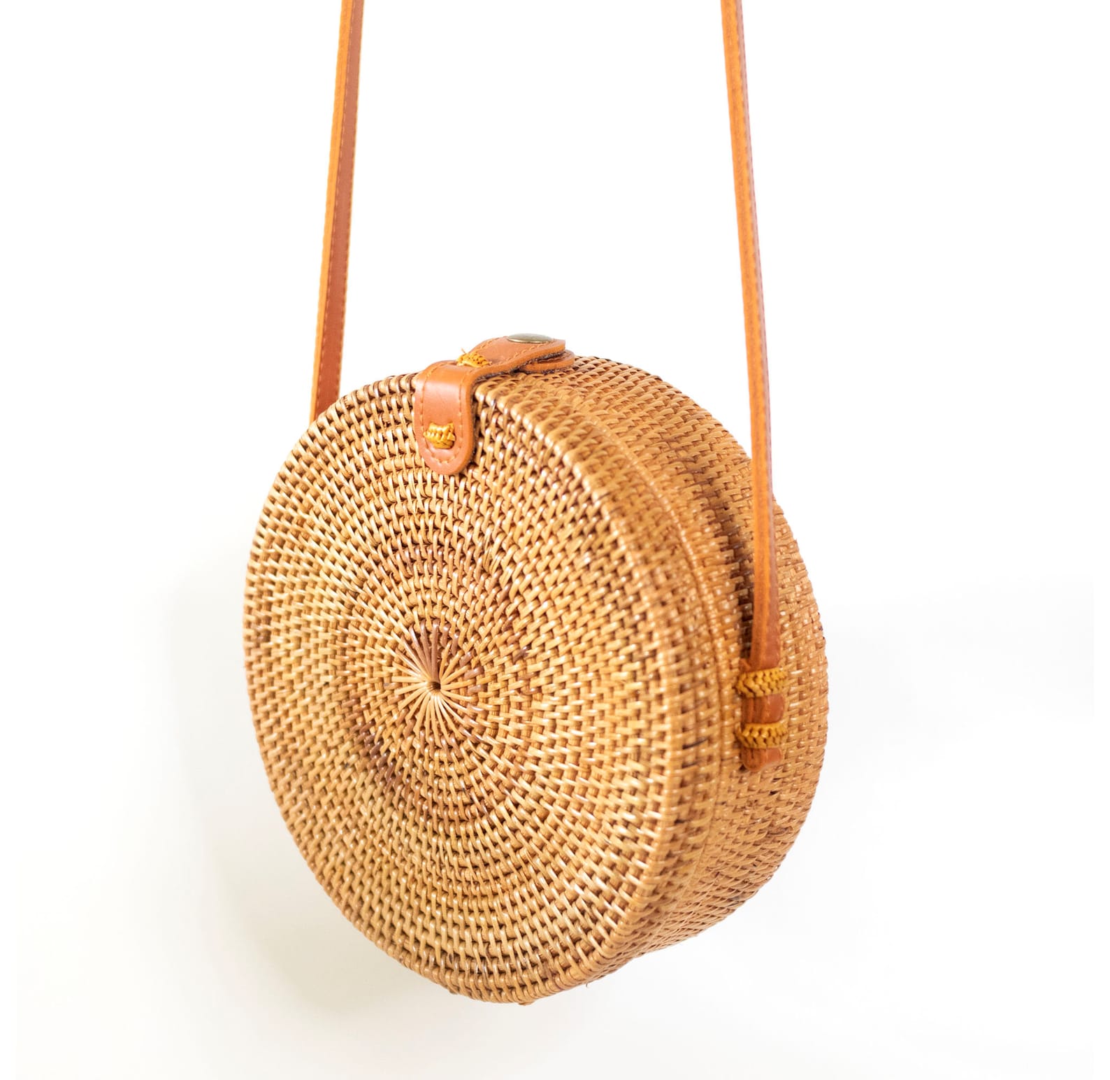 The Classic Round Rattan Crossbody Bag With Colourful Batik Print ...