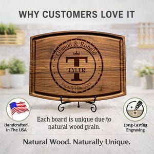 Personalized Wood Cutting Board - Custom Engraved Family Name Gift ...