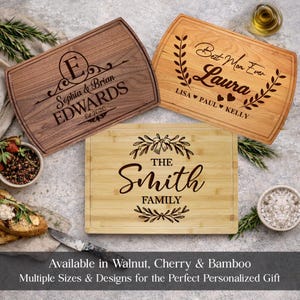 Personalized Wood Cutting Board - Custom Engraved Family Name Gift ...