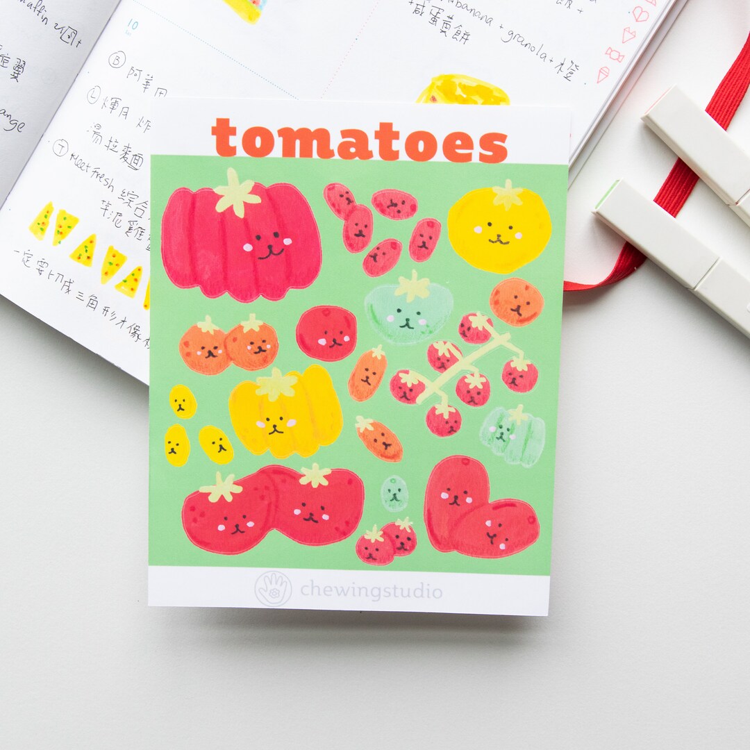 Tomatoes Glossy Sticker Sheet L Veggie Stickers L Food Stickers L ...