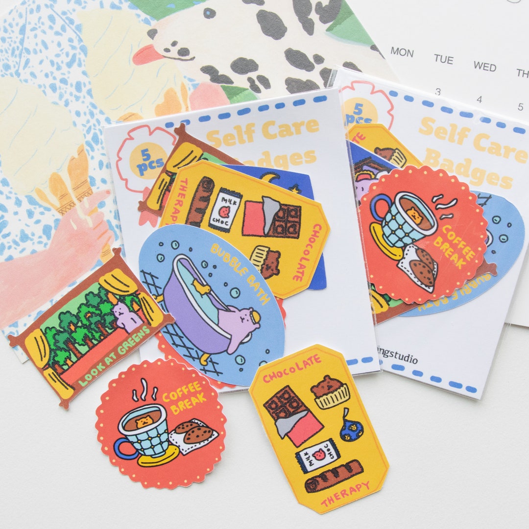 Self Care Badges Sticker Pack 5 Pcs L Positive Quotes, Mental Health ...